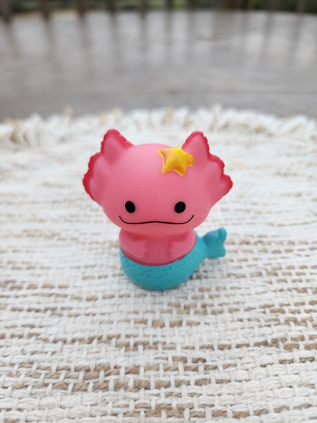 Mermaid Axolotl Themed Pink Rubber Figure Rubber Animal Animals Rubber ...