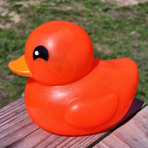 Large Neon Fluorescent Themed Orange Rubber Duck Ducks Friend Gift Duck ...