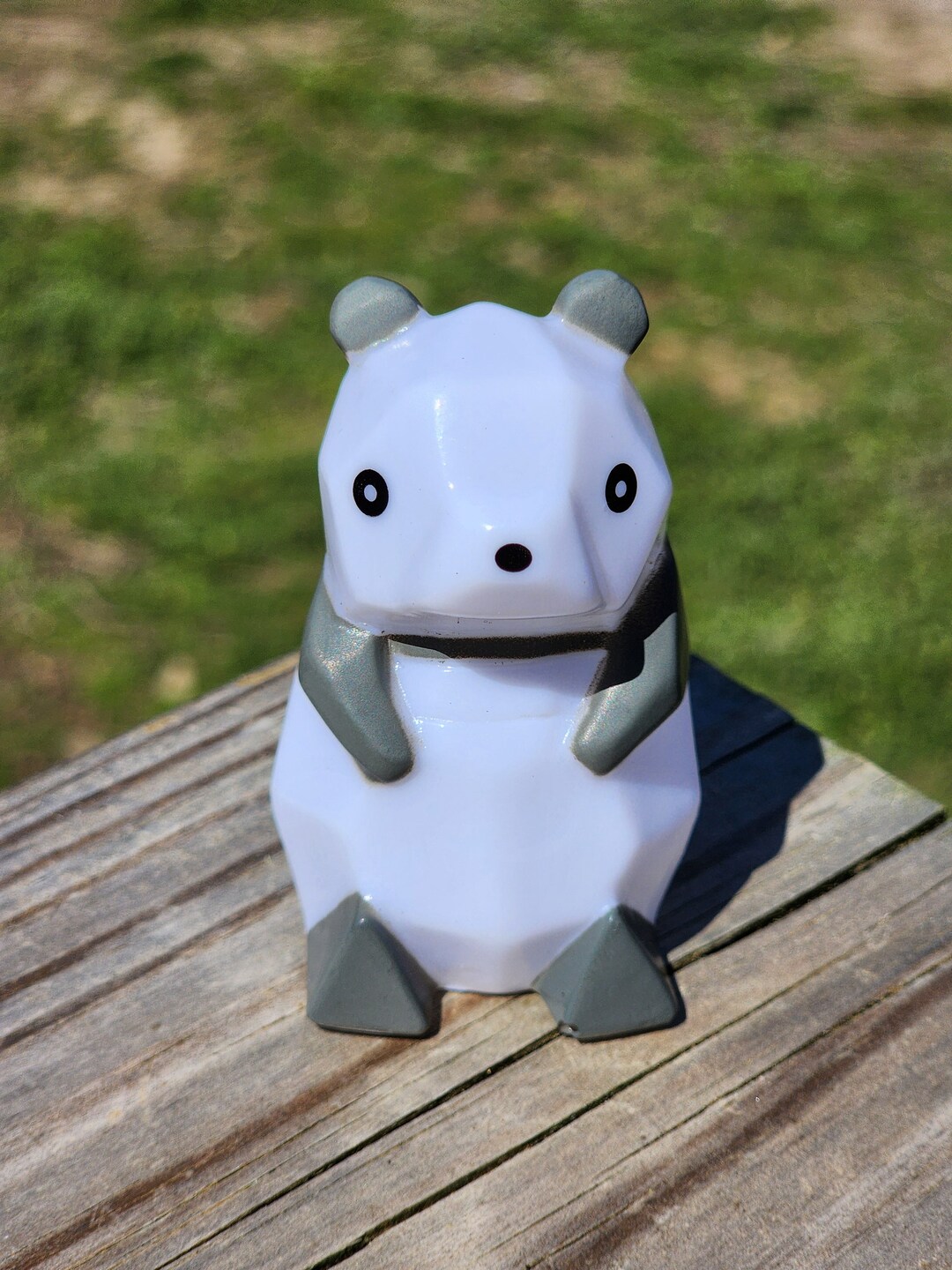 Geometric Cute Panda Animal Themed White and Black Rubber Animal Rubber ...