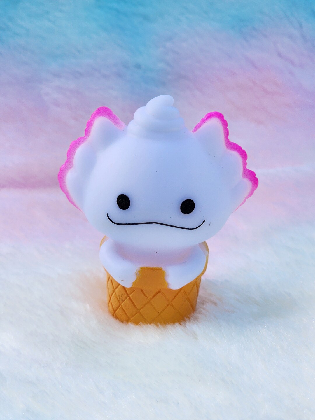 Ice Cream Axolotl Themed White Rubber Figure Rubber Animal Animals ...