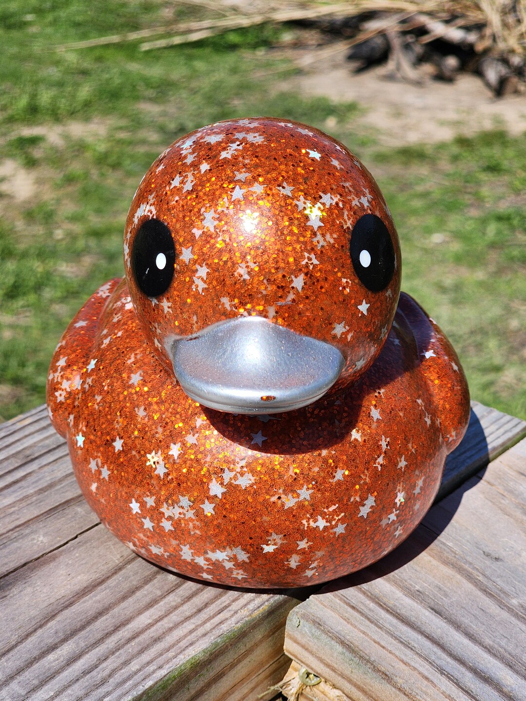 Large Star Glitter Themed Burnt Orange Rubber Duck Ducks Friend Gift ...