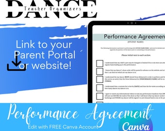 Editable Dance Studio Performance Agreement Template, Customizable Performance Contract Teacher ...