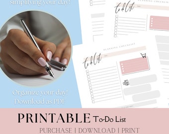 Daily Planner Journal Printable PDF Undated With To-do List and focus ...