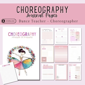 Dance Teacher Choreography Planner, Ballet Instructor Printable Pages ...