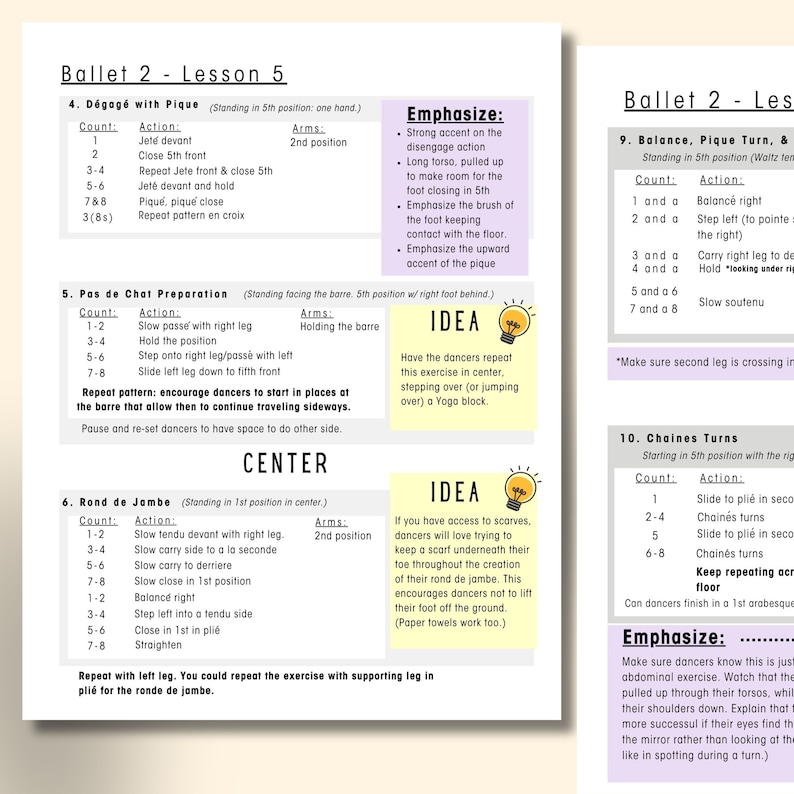 Ballet Lesson Plans, Dance Teacher Bundle, Level 2 Studio Planner Pages ...