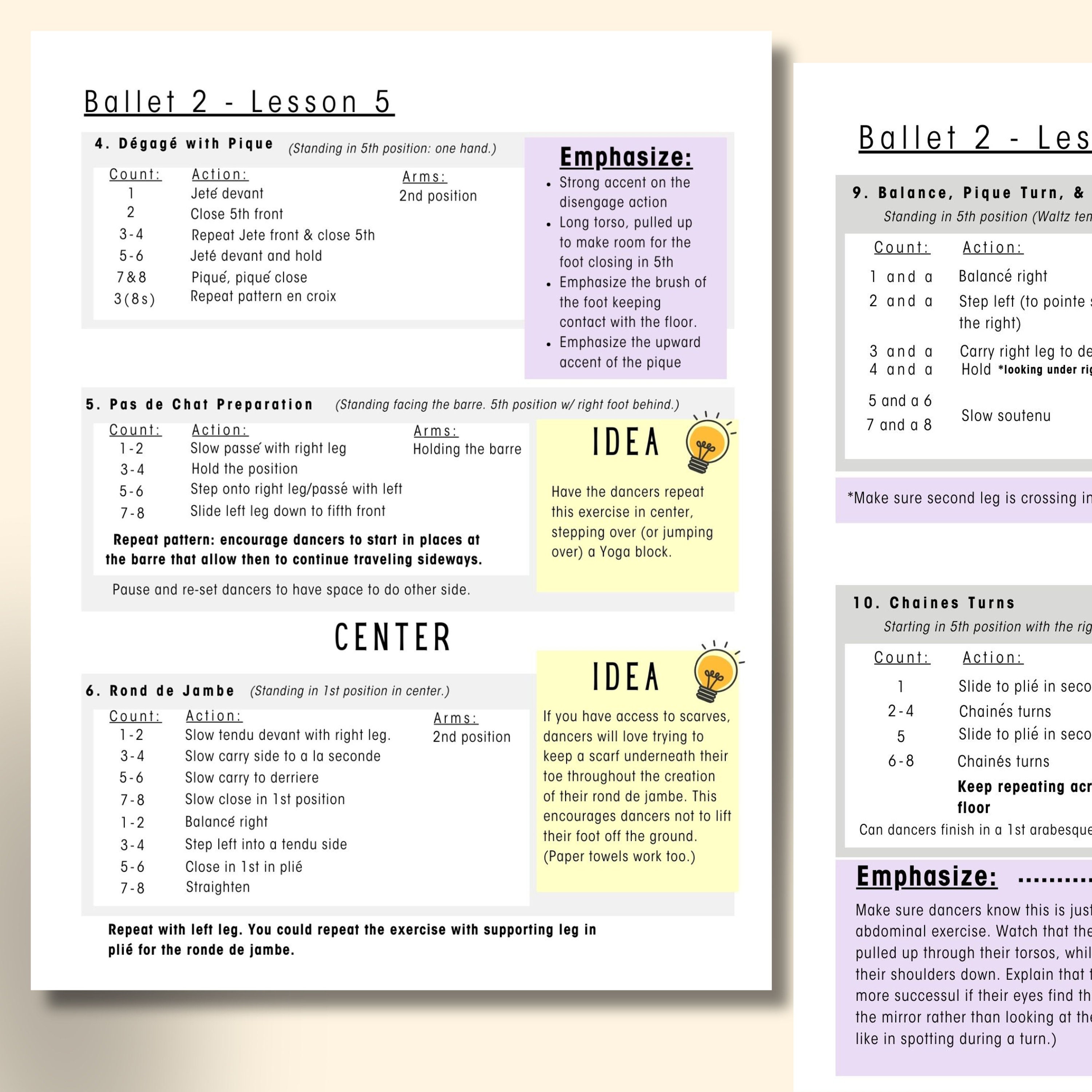 Ballet Lesson Plans, Dance Teacher Bundle, Level 2 Studio Planner Pages ...