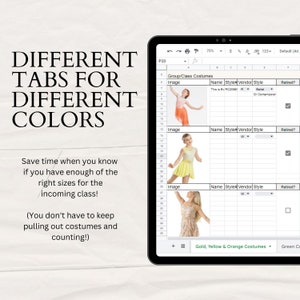 Dance Studio Digital Template, Dance Teacher Costume Tracker Organizer ...