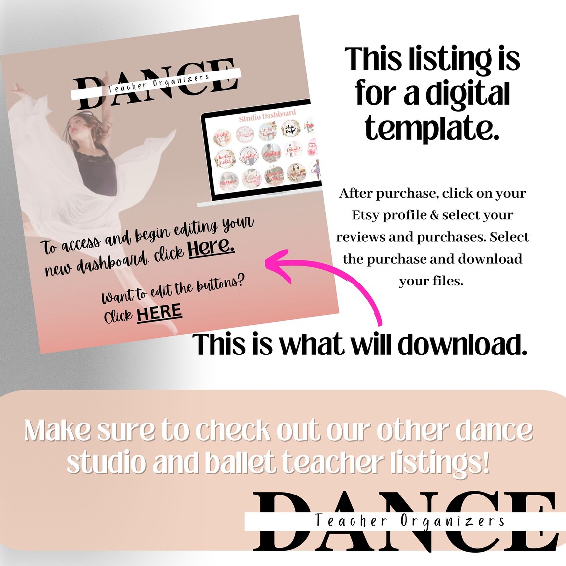 Editable Dance Studio Dashboard, Ballet School Studio Owner Resources ...