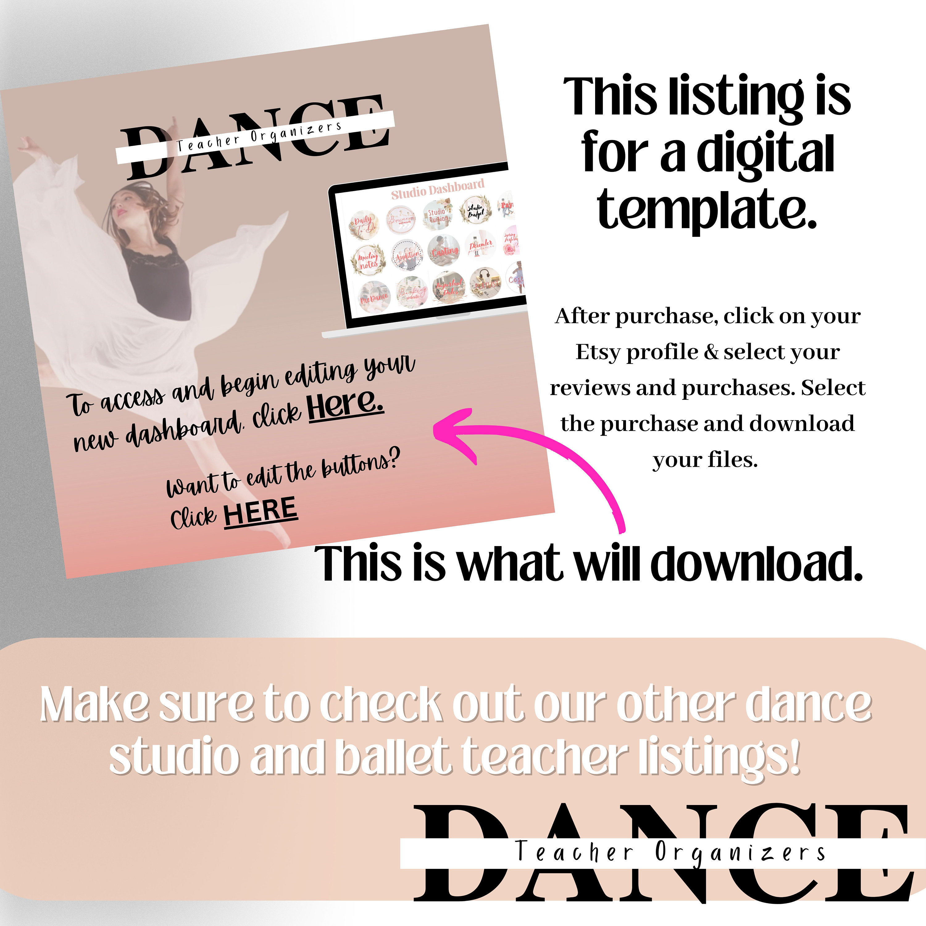 Editable Dance Studio Dashboard, Ballet School Studio Owner Resources ...