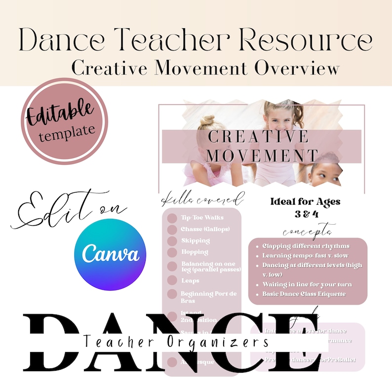 Dance Teacher Canva Template, Dance Class Flyer, Preschool Dancers ...