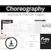 Dance Teacher Choreography Planner, Printable Pages, Downloadable ...