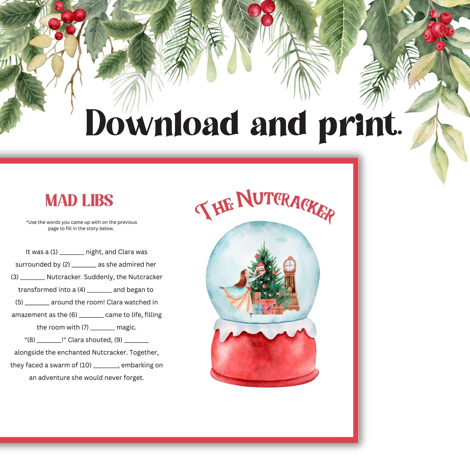 Nutcracker Activity Sheet for Dancers, Backstage Printable, Ballet ...