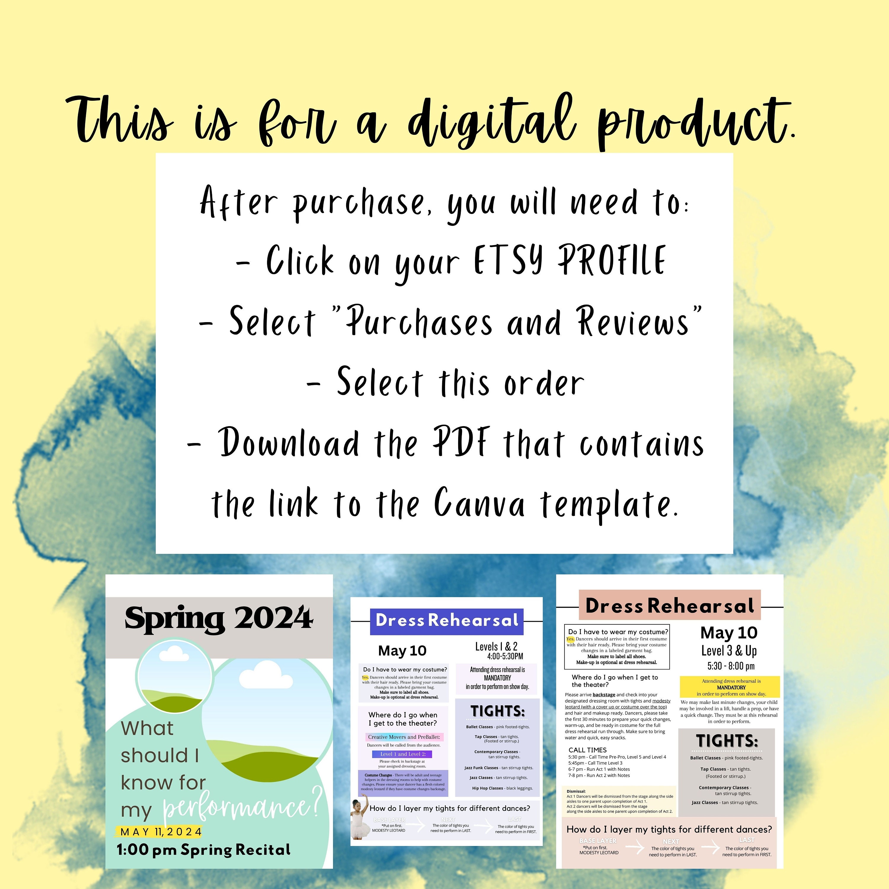 Editable Recital Newsletter, Parent and Student Performance Packet for ...