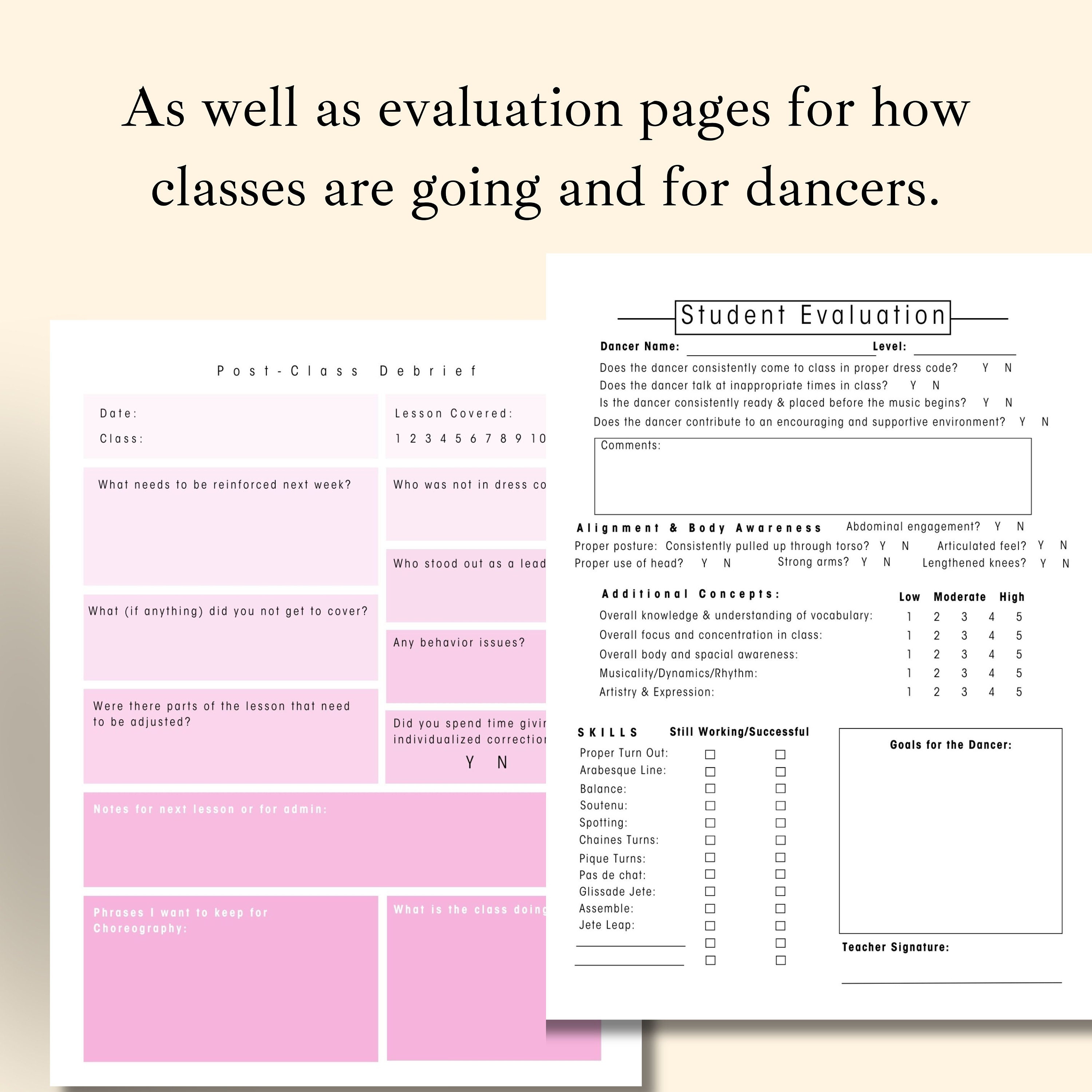Ballet Lesson Plans, Dance Teacher Bundle, Level 2 Studio Planner Pages ...