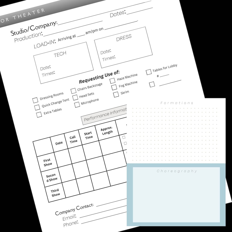 Downloadable Choreographer Planner Pages: Organize and Enhance Your ...