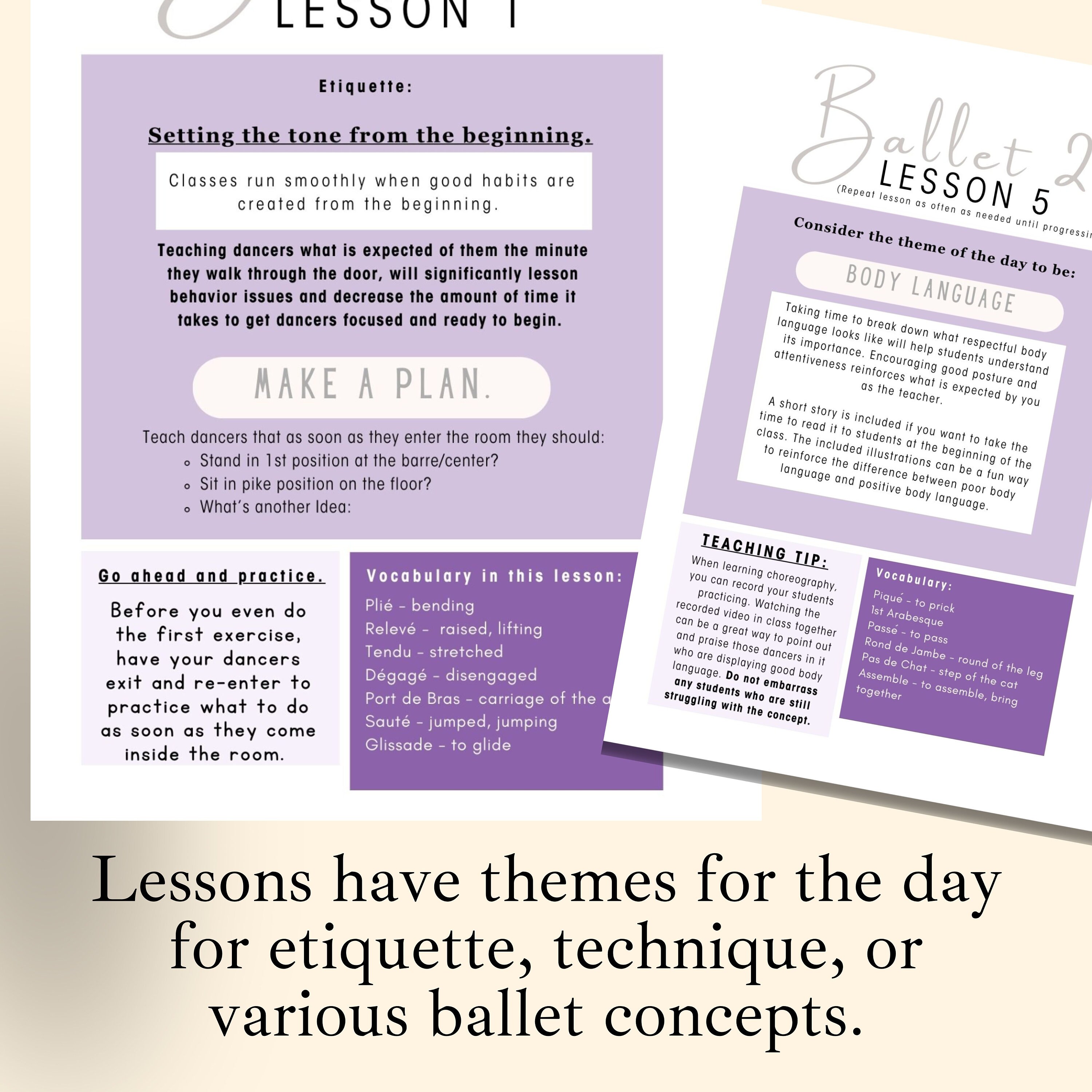 Ballet Lesson Plans, Dance Teacher Bundle, Level 2 Studio Planner Pages ...