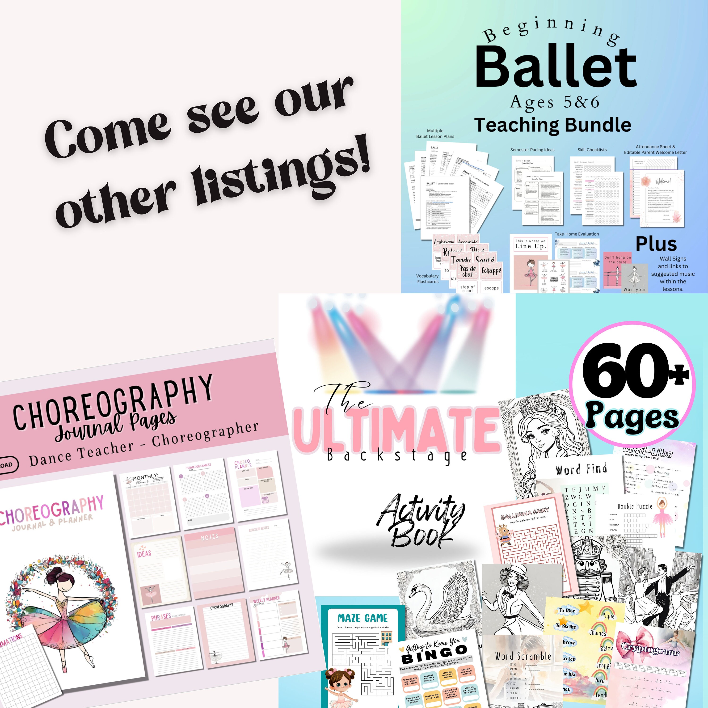 Dance Teacher Choreography Planner, Printable Pages, Downloadable ...