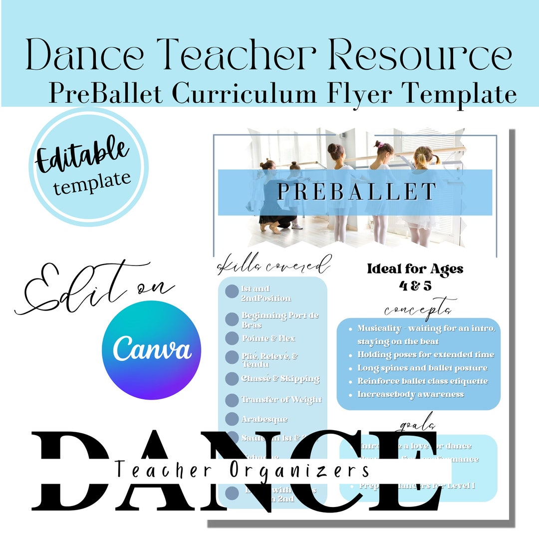Dance Teacher Canva Template, Dance Class Flyer, Preschool Dancers ...