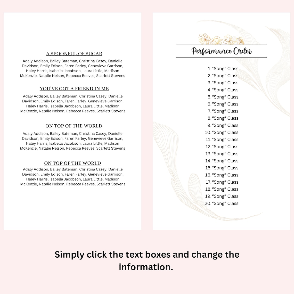 Dance Recital Program Template for Performances, Dance Teacher Tool ...