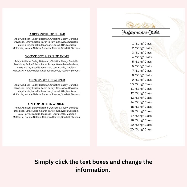 Dance Recital Program Template for Performances, Dance Teacher Tool ...