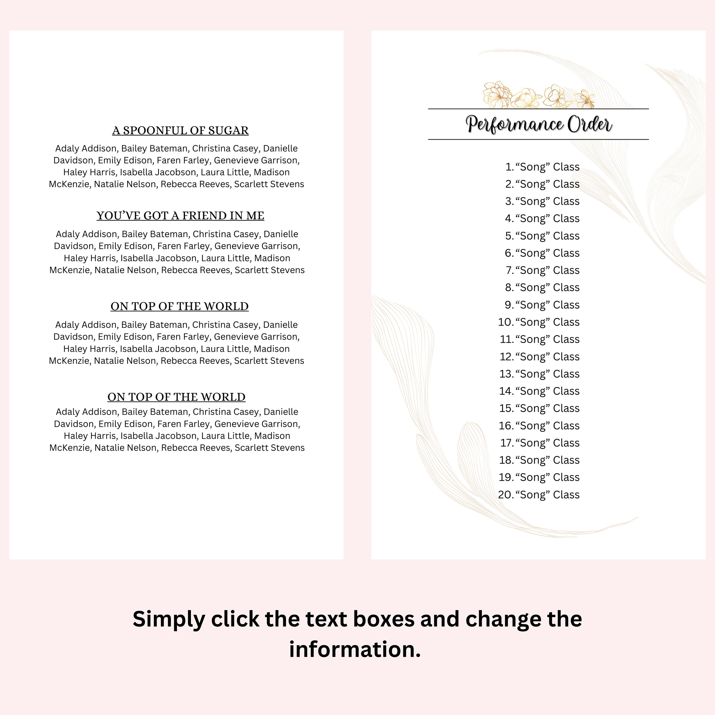 Dance Recital Program Template for Performances, Dance Teacher Tool ...