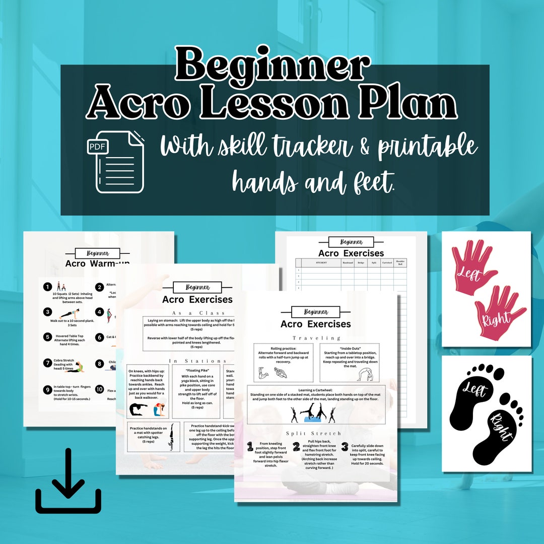 Printable Downloadable Acro Lesson for Beginners, Dance School, Teacher ...