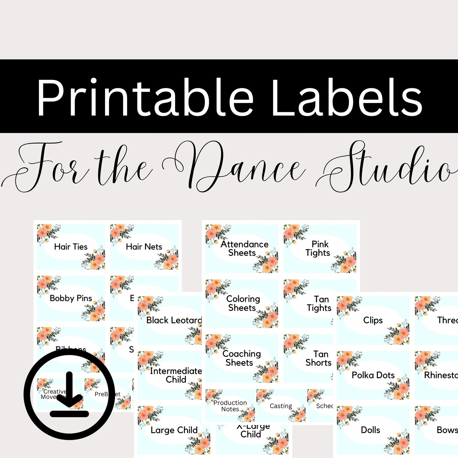 Printable Dance Studio Labels, Organizing Labels for Dance Teachers ...