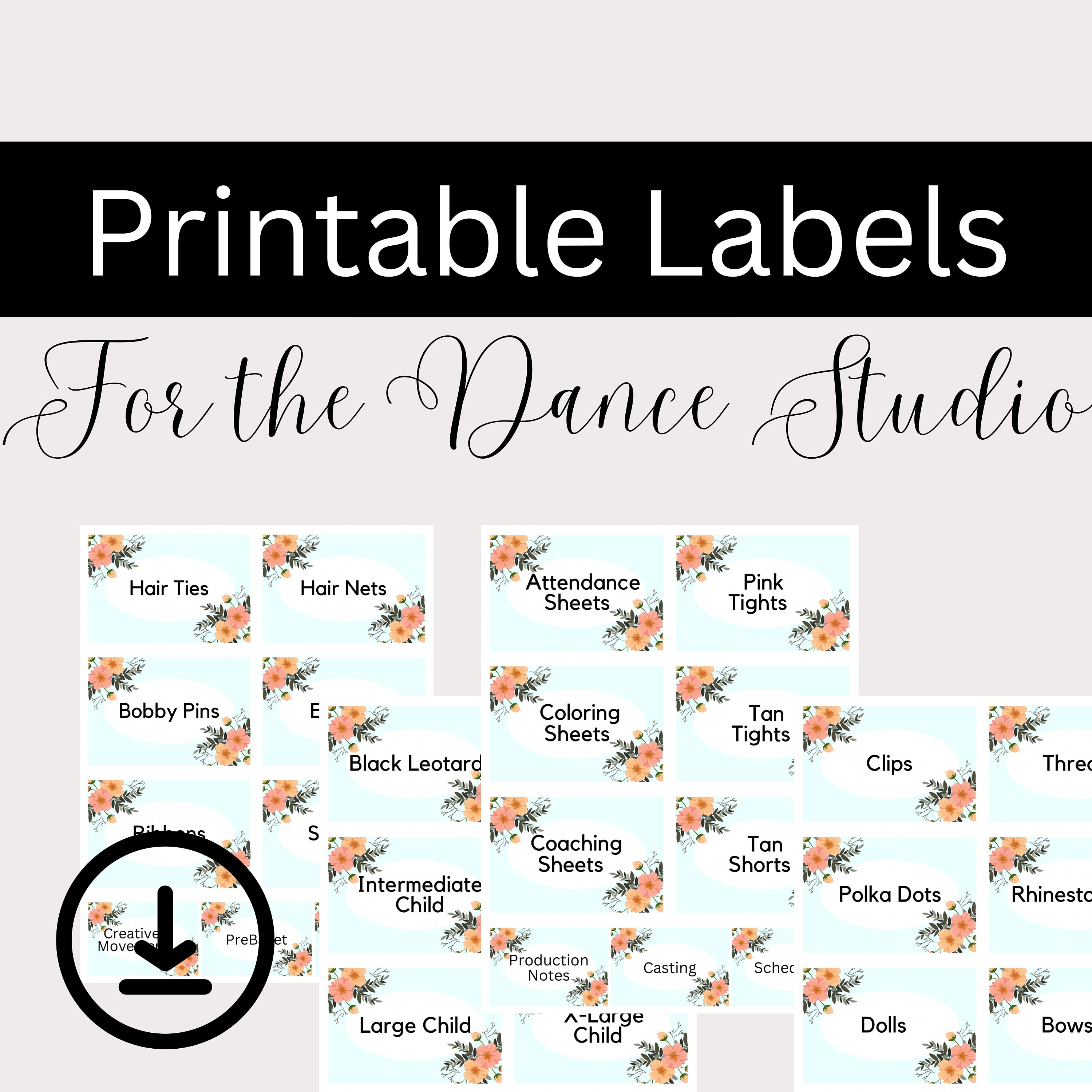 Printable Dance Studio Labels, Organizing Labels for Dance Teachers ...