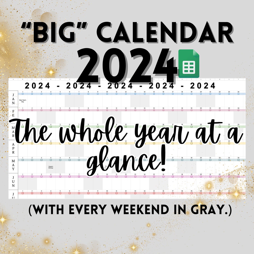 BIG 2024 Calendar, Giant Digital Calendar Template, Monthly Planner ...