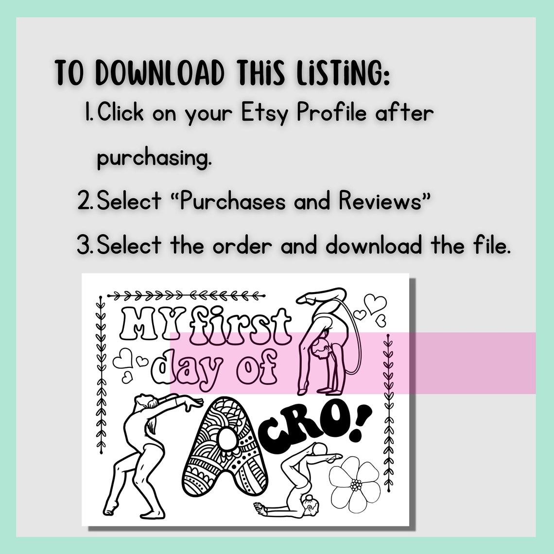 Coloring Printable First Day of Acro, Dance Teacher Resource, Lesson - Etsy