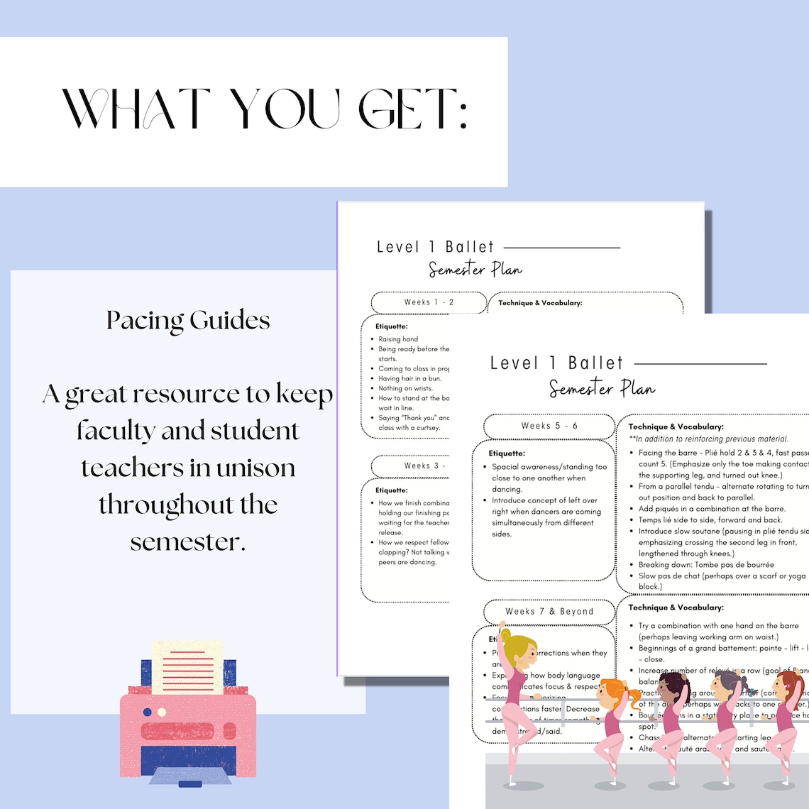 Beginner Ballet Lesson Plans, Dance Teacher Bundle, Planner Pages - Etsy