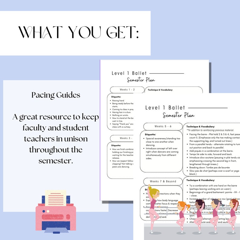 Beginner Ballet Lesson Plans, Dance Teacher Bundle, Planner Pages - Etsy
