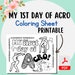 Coloring Printable First Day of Acro, Dance Teacher Resource, Lesson - Etsy