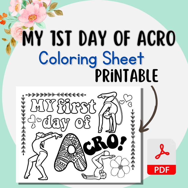 Coloring Printable First Day of Acro, Dance Teacher Resource, Lesson - Etsy