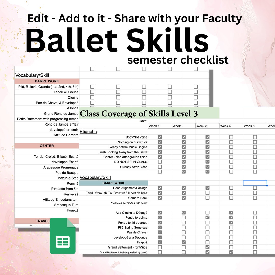Ballet Syllabus, Skill Checklist, Dance Planner, Organizer, Teaching ...