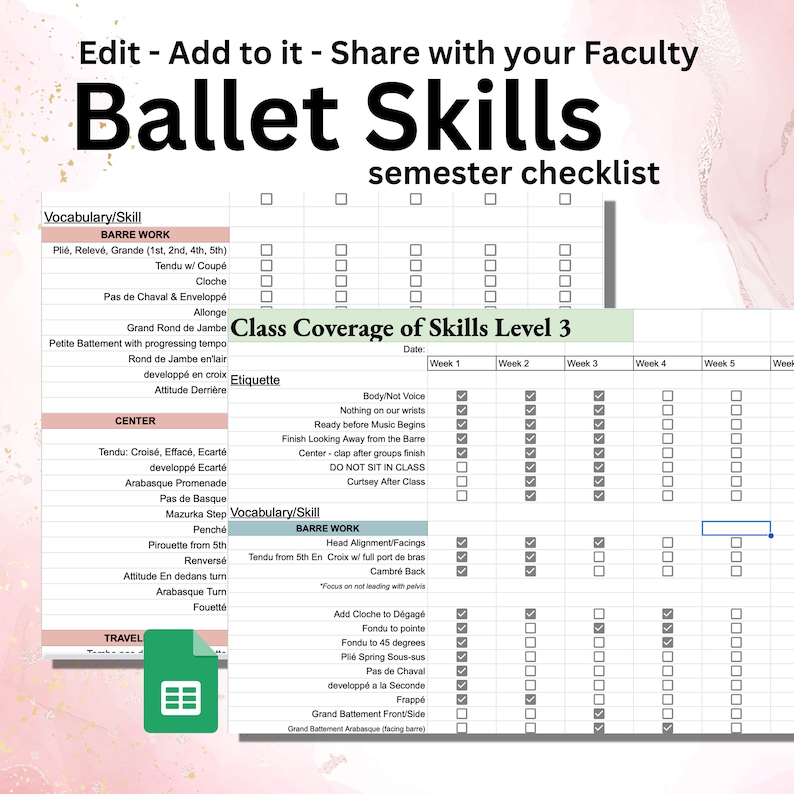 Ballet Syllabus, Skill Checklist, Dance Planner, Organizer, Teaching ...