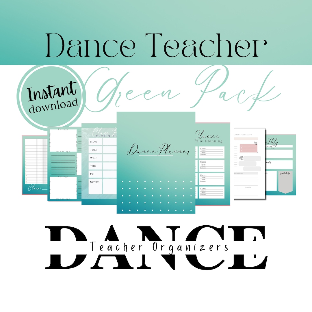 Green Pack Dance Teacher Planning and Journal Pages, Dance Teacher ...