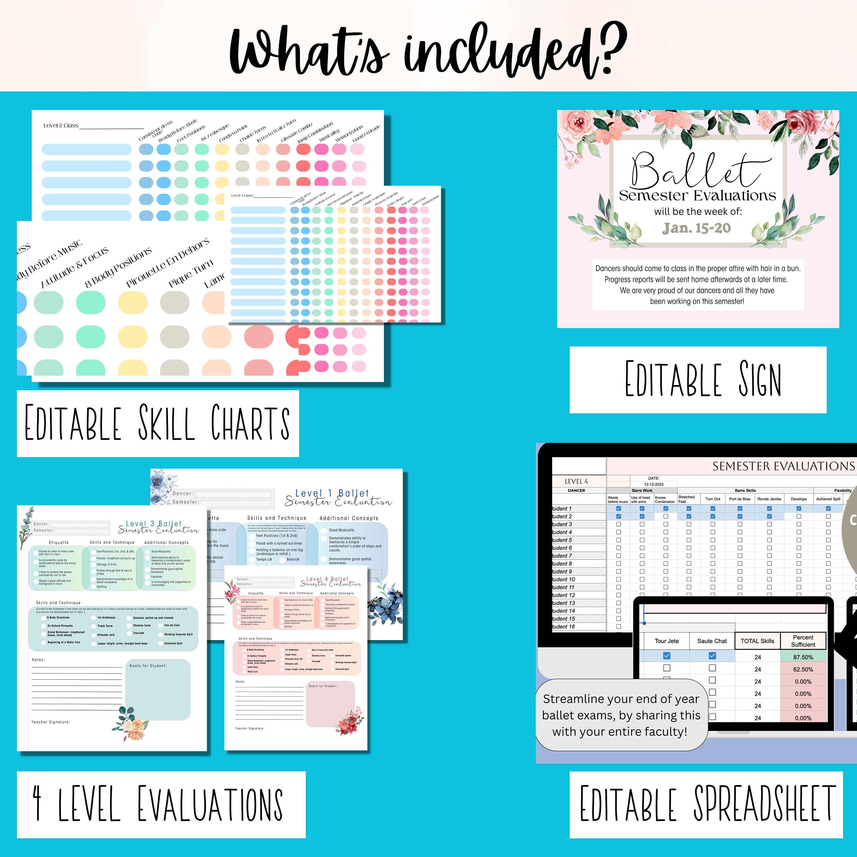 Ballet Skills Checklist, Dance Teacher Semester Evaluations for Dancers ...