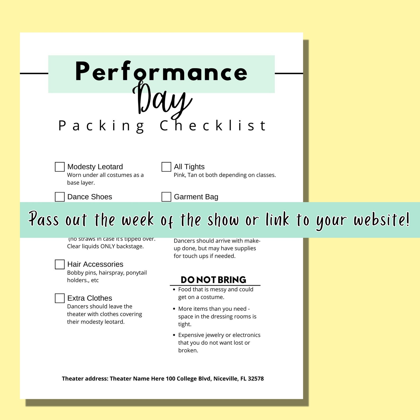 Editable Recital Newsletter, Parent and Student Performance Packet for ...