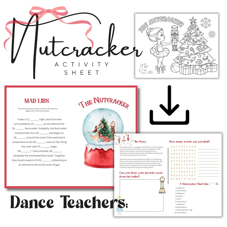 Nutcracker Activity Sheet for Dancers, Backstage Printable, Ballet ...