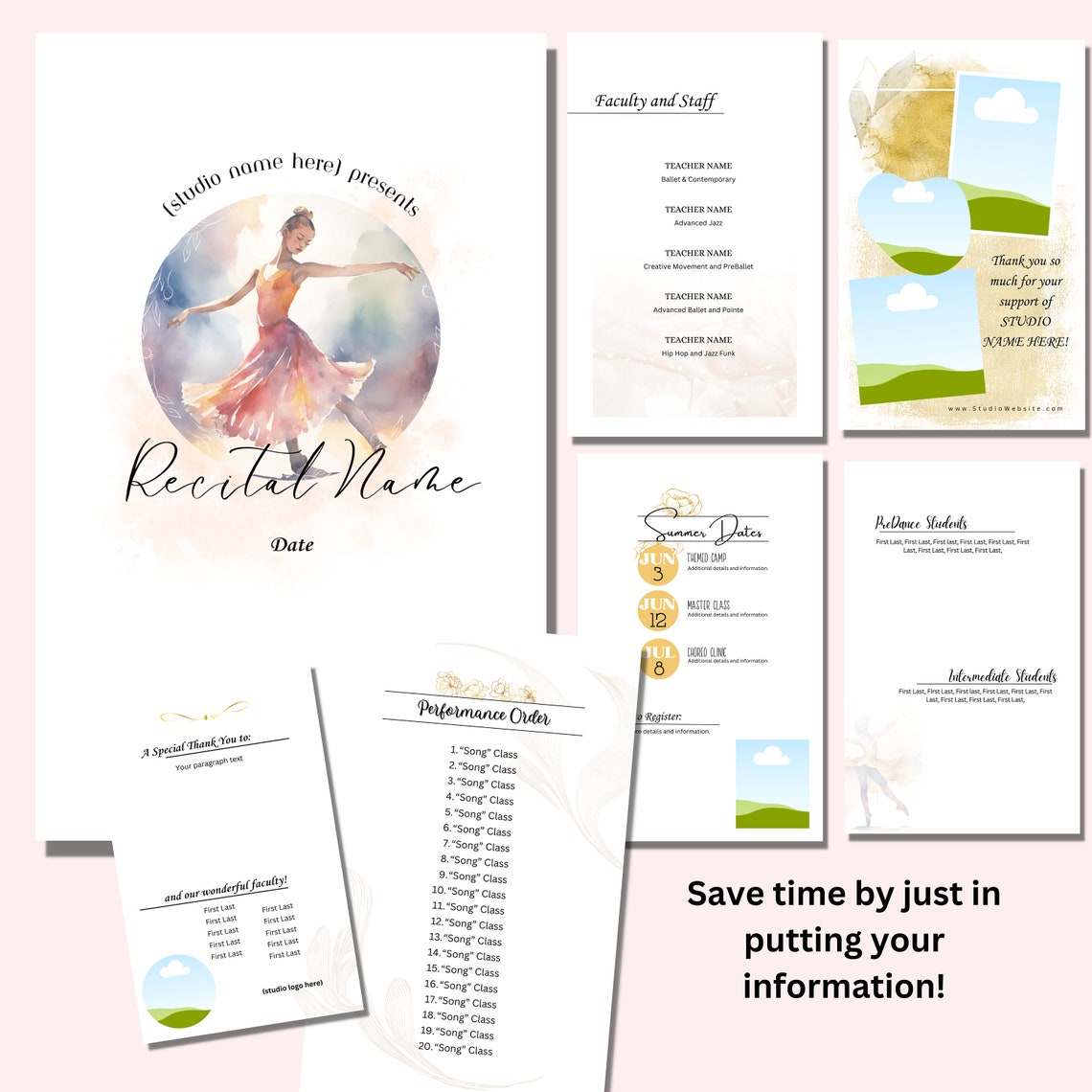 Dance Recital Program Template for Performances, Dance Teacher Tool ...