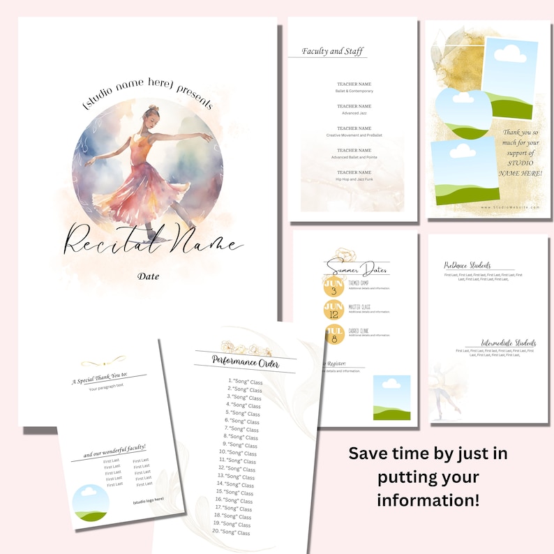 Dance Recital Program Template for Performances, Dance Teacher Tool ...