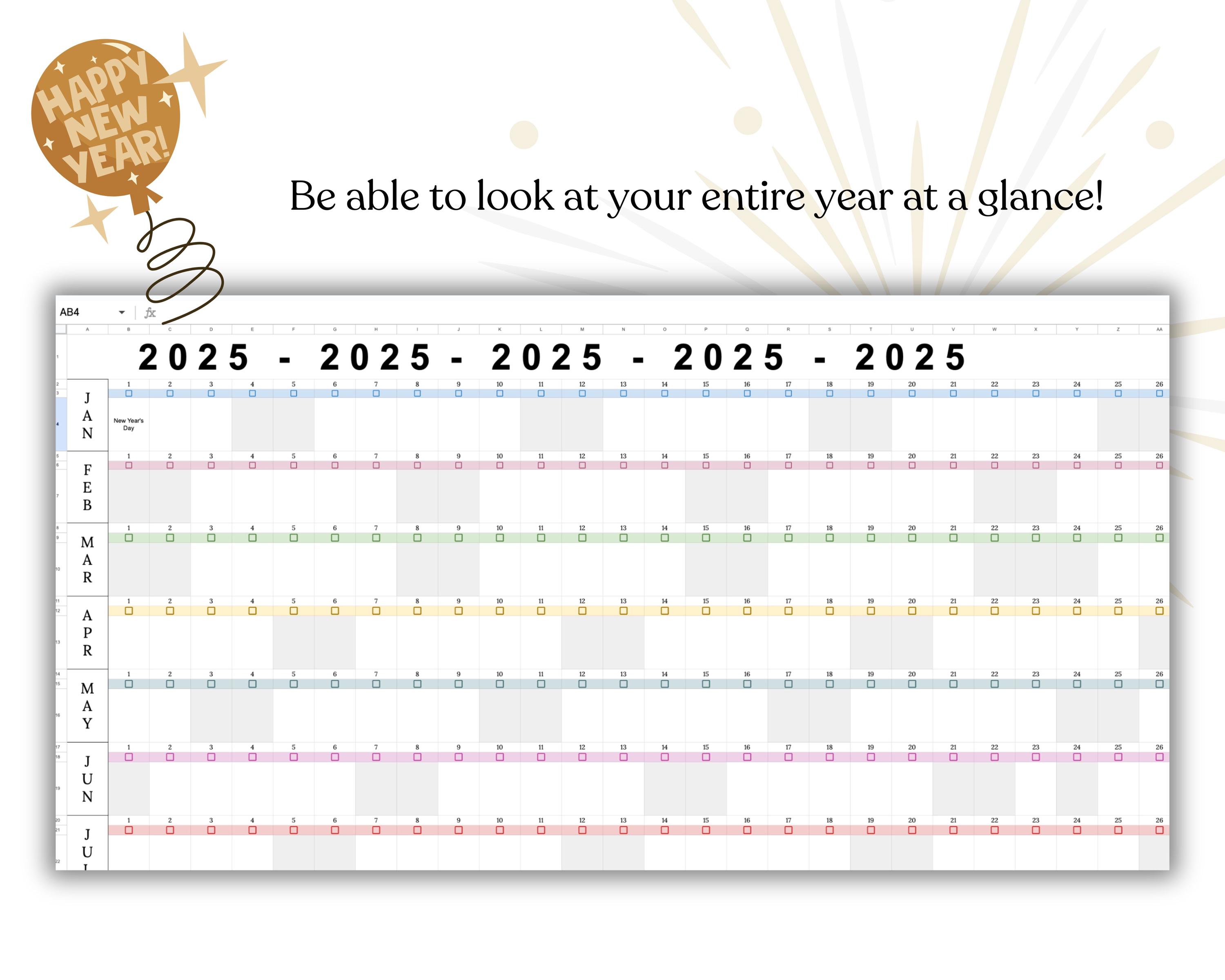BIG 2025 Calendar, Giant Digital Calendar Template, Monthly Planner ...