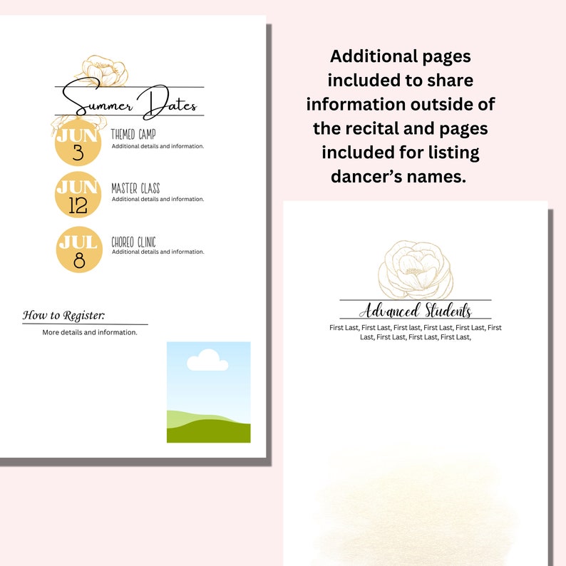 Dance Recital Program Template for Performances, Dance Teacher Tool ...