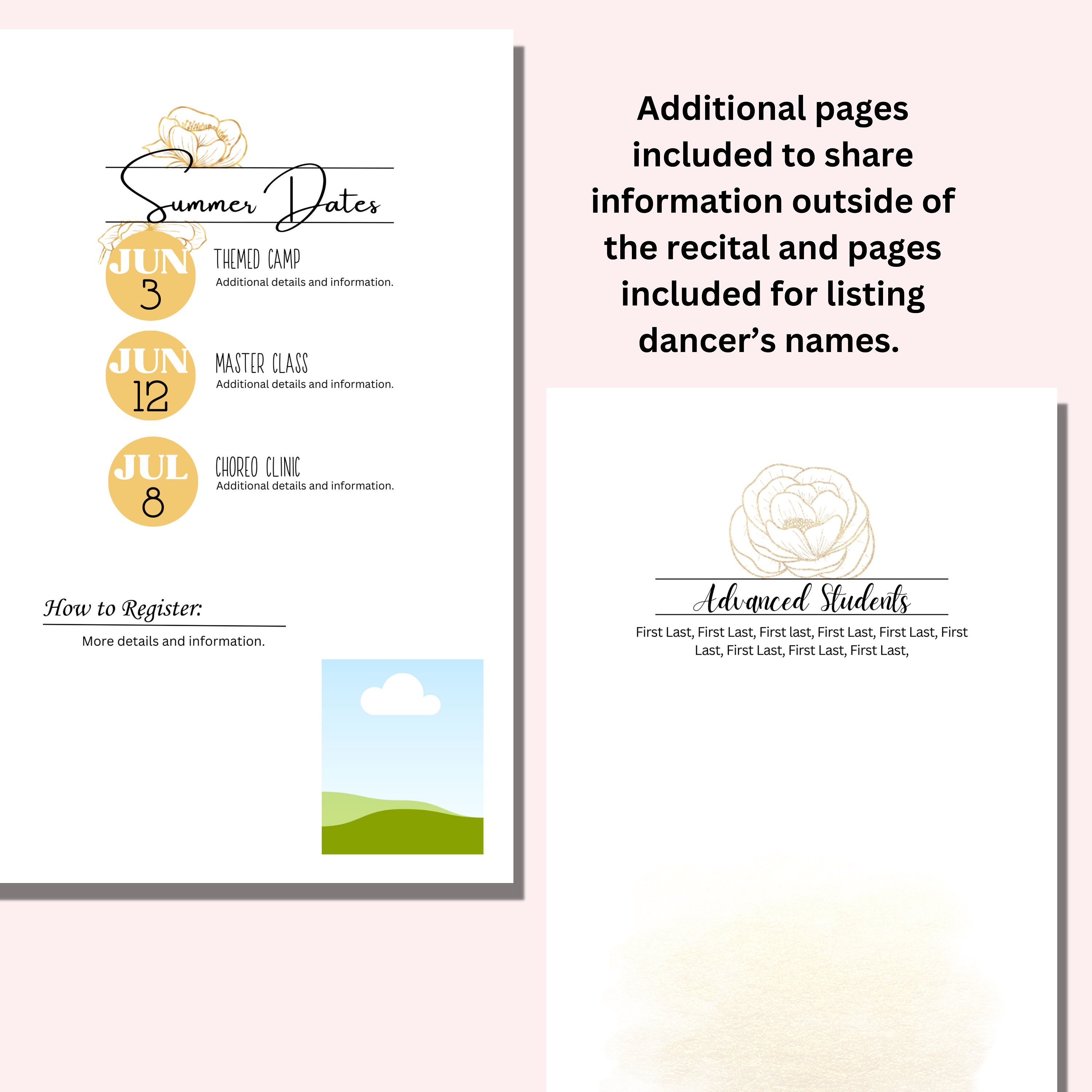 Dance Recital Program Template for Performances, Dance Teacher Tool ...