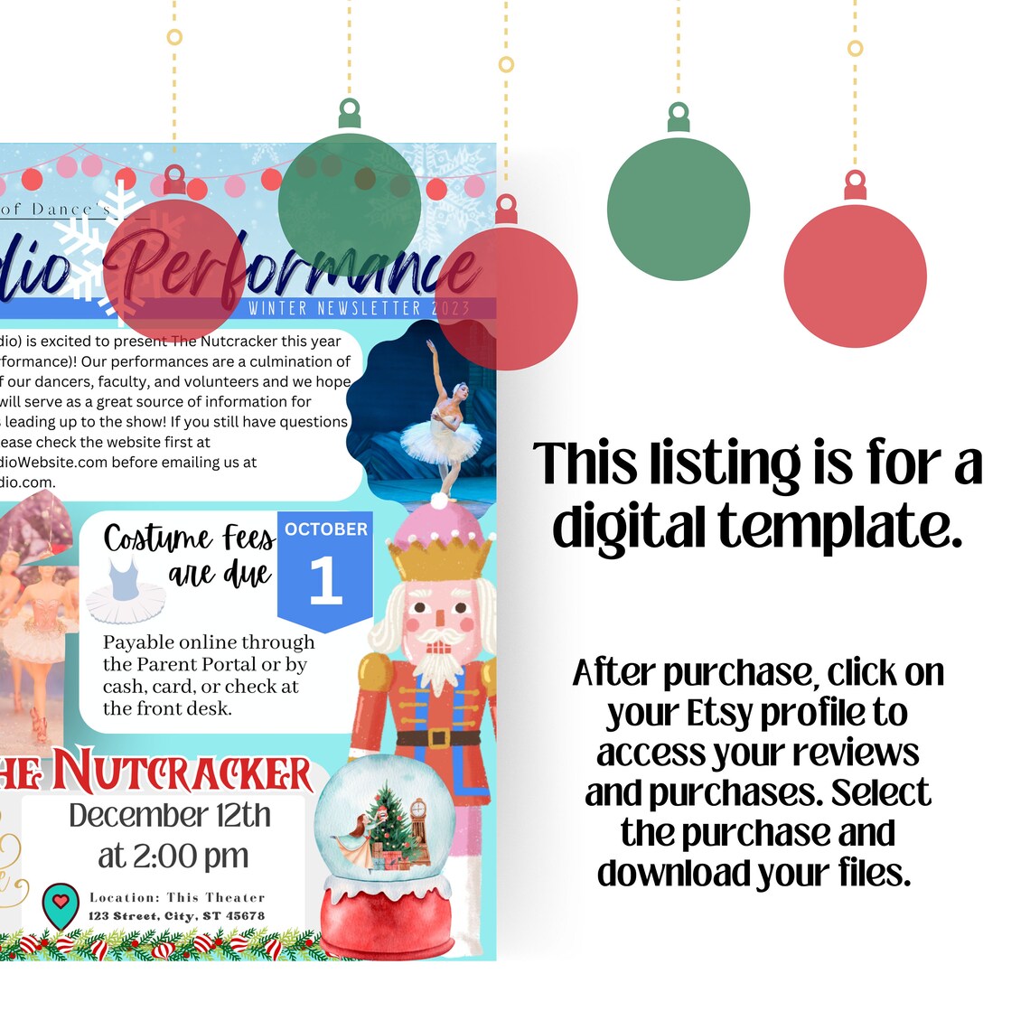 Dance Flyer Studio Ballet School - Editable Nutcracker Performance ...
