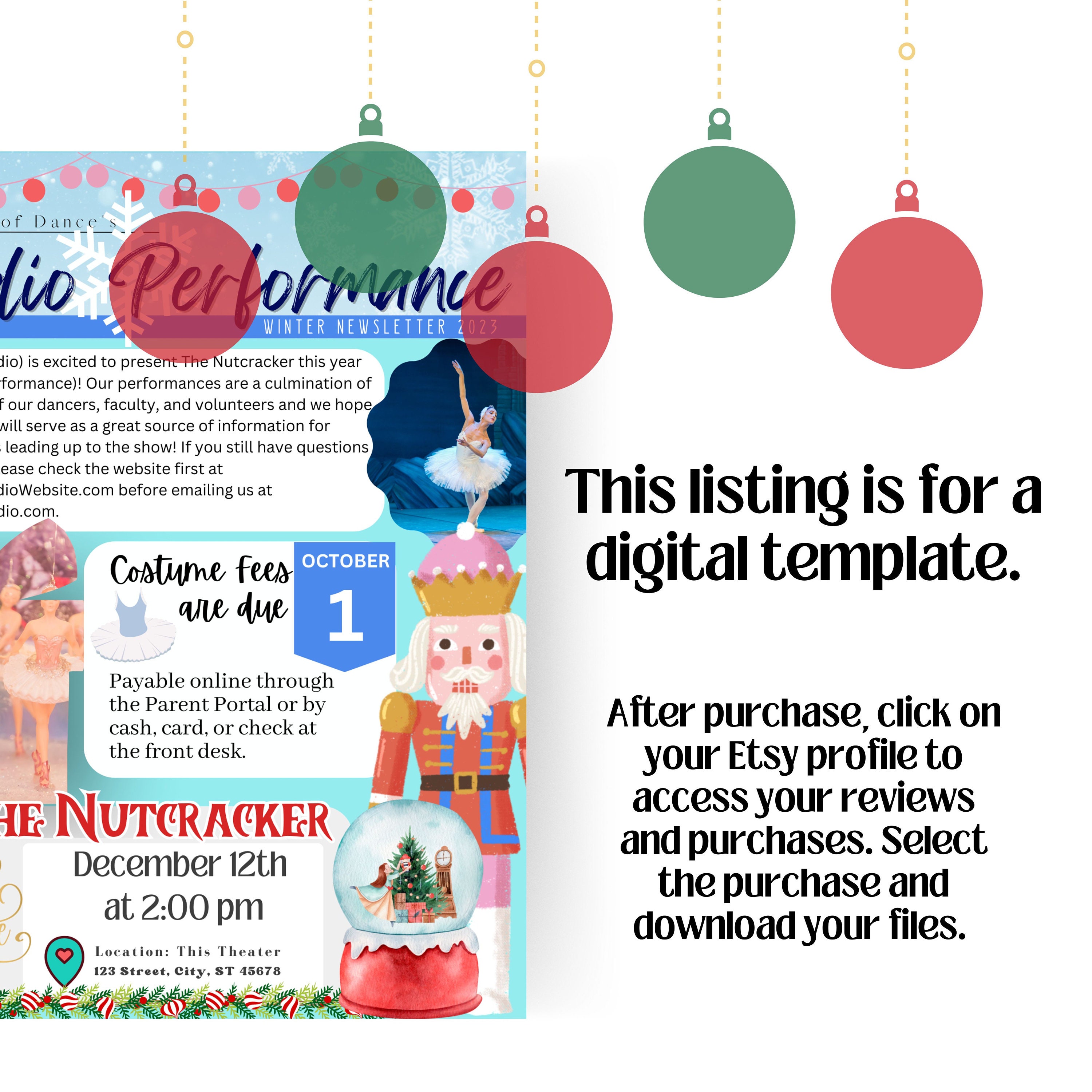 Dance Flyer Studio Ballet School - Editable Nutcracker Performance ...