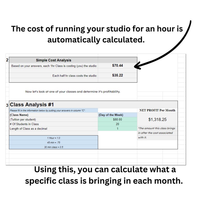 Dance Teacher, Template, Profitability Analyzer, Studio Owner, Yoga ...