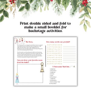 Nutcracker Activity Sheet for Dancers, Backstage Printable, Ballet ...