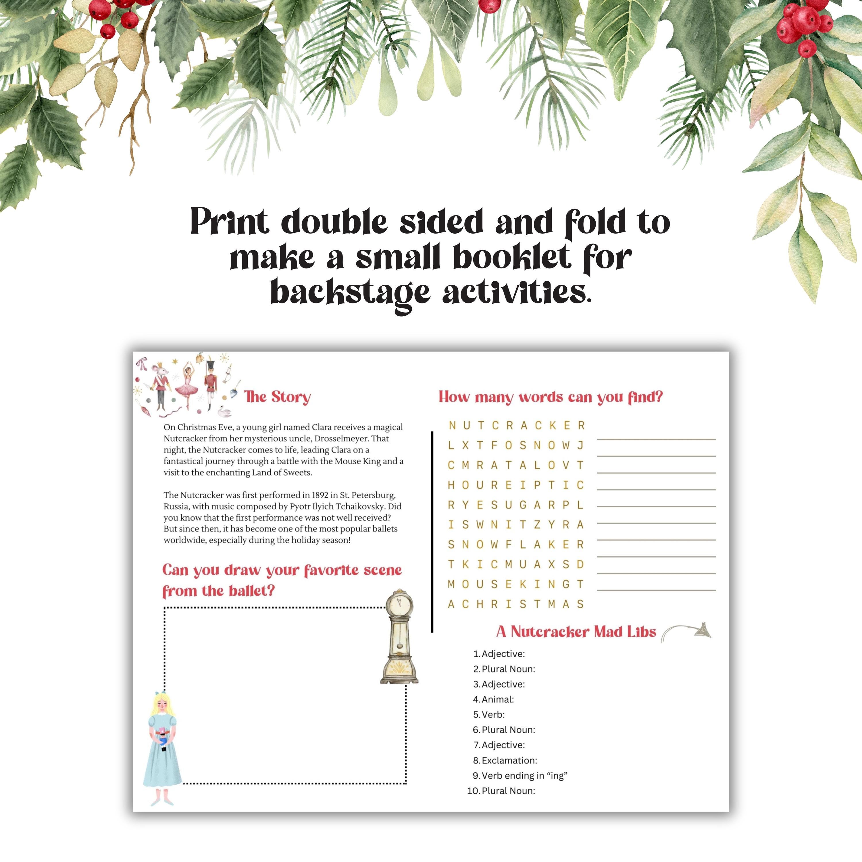 Nutcracker Activity Sheet for Dancers, Backstage Printable, Ballet ...